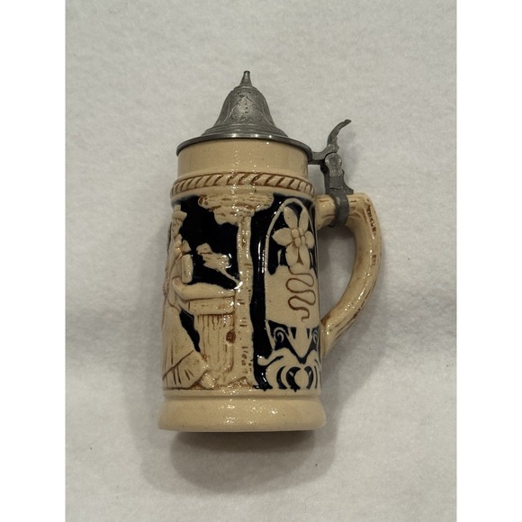 Dining | Vintage Mini German Lager Beer Stein Cobalt Blue Couple Pewter ...